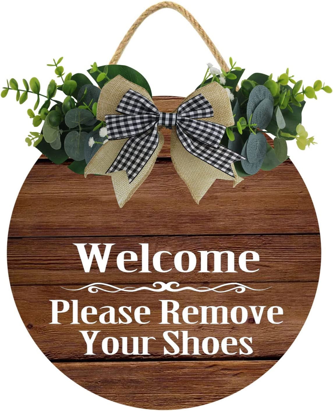Eveokoki 12" No Shoes Sign, Welcome Please Remove Your Shoes Wood Door ...