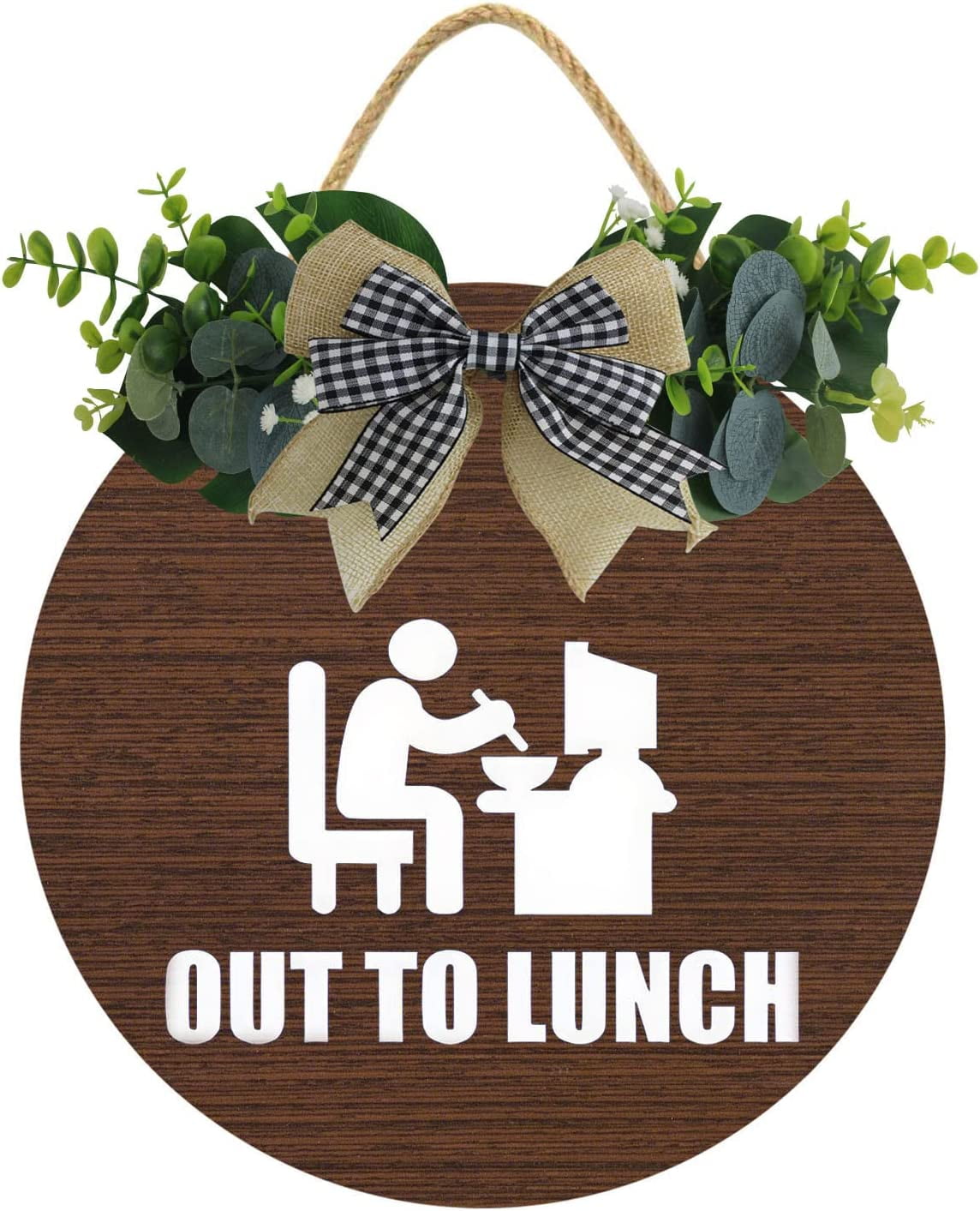 Eveokoki 12" Out To Lunch, Out To Lunch Wood Door Sign For Dining Break ...