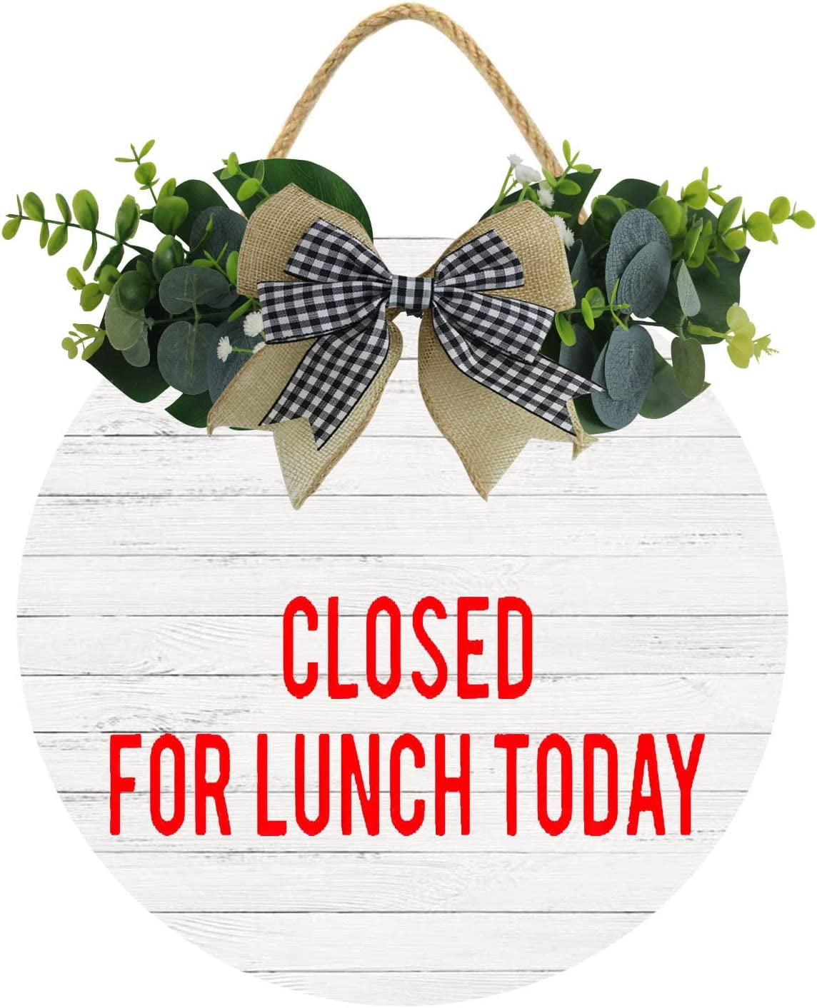 Eveokoki 12" Out To Lunch Sign, Closed For Lunch Wood Door Sign For ...