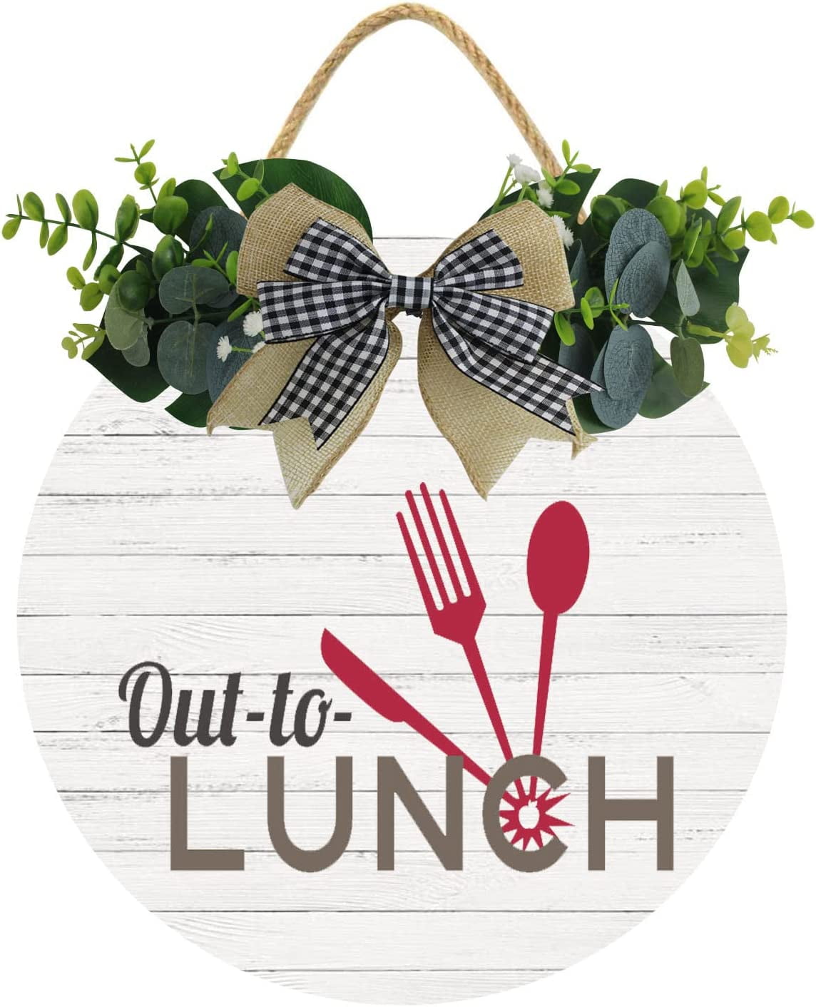 Eveokoki 12" Out To Lunch Sign, Out To Lunch Wood Door Sign For Dining ...
