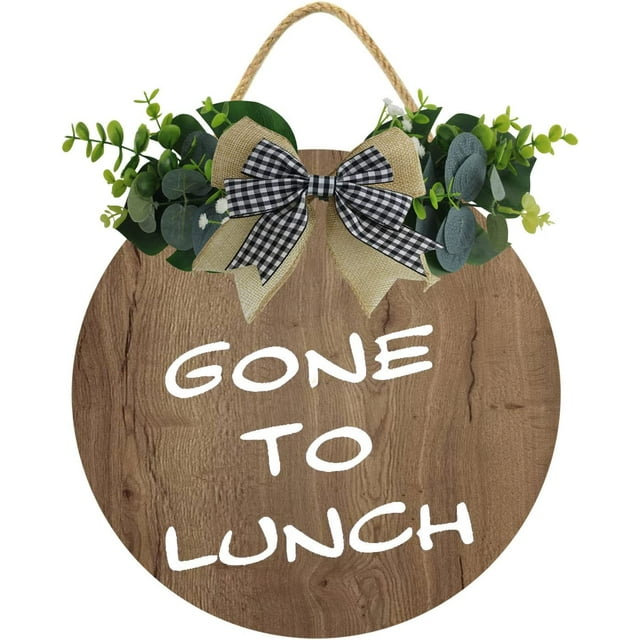 Eveokoki 12" Out To Lunch Signs For Office Desk, Gone To Lunch Wood ...