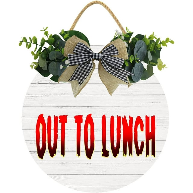 Eveokoki 12" Out To Lunch Signs For Office Door, Out To Lunch Wood Door ...