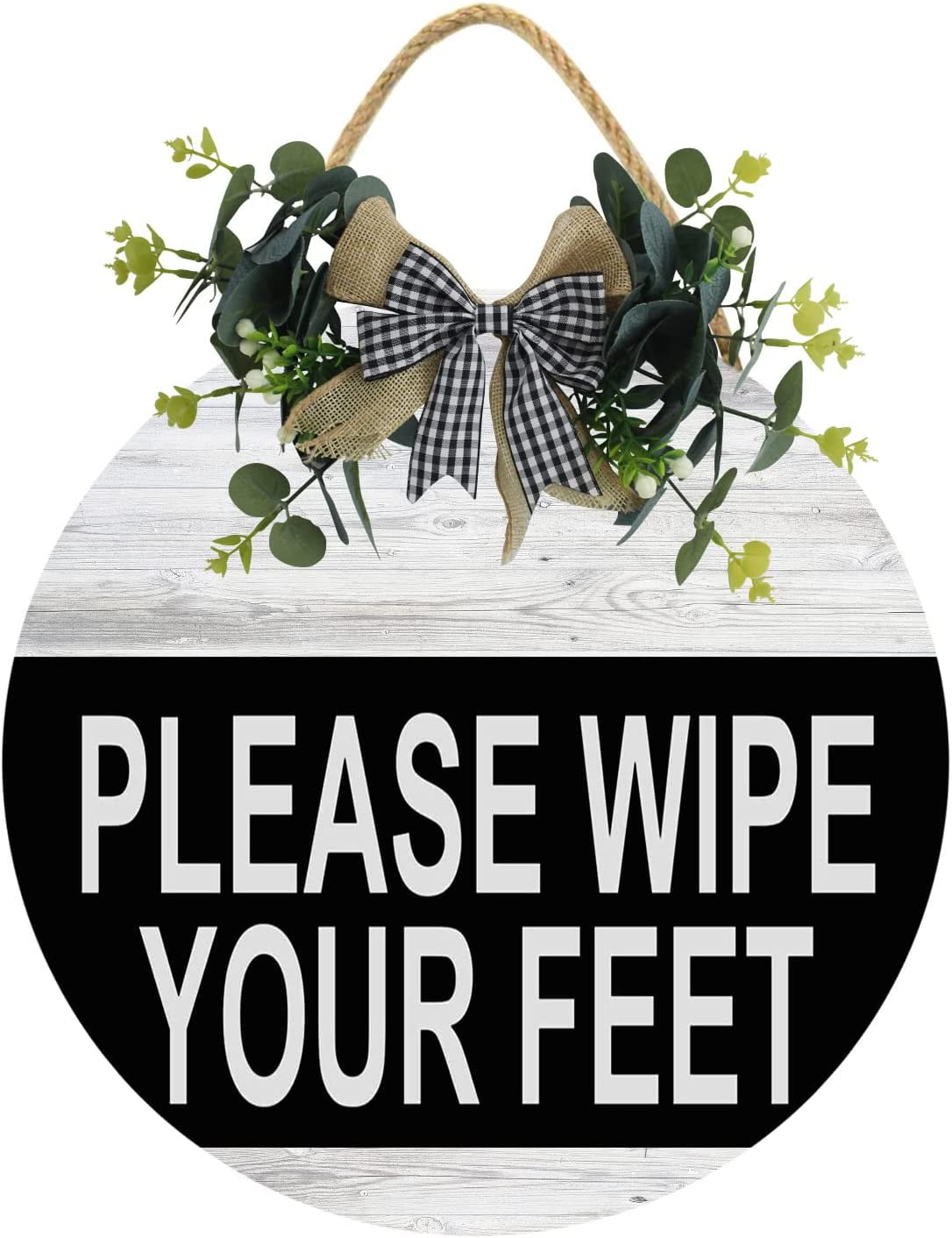 Eveokoki 12" Please Wipe Your Feet Sign,Wood Hanging Sign Home Office ...