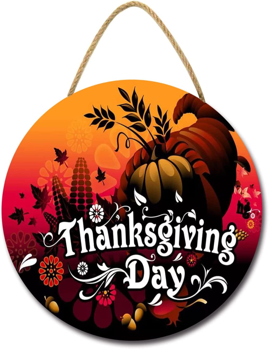 Eveokoki 12" Round Happy Thanksgiving Signs, Door Decor, Holiday Sign ...