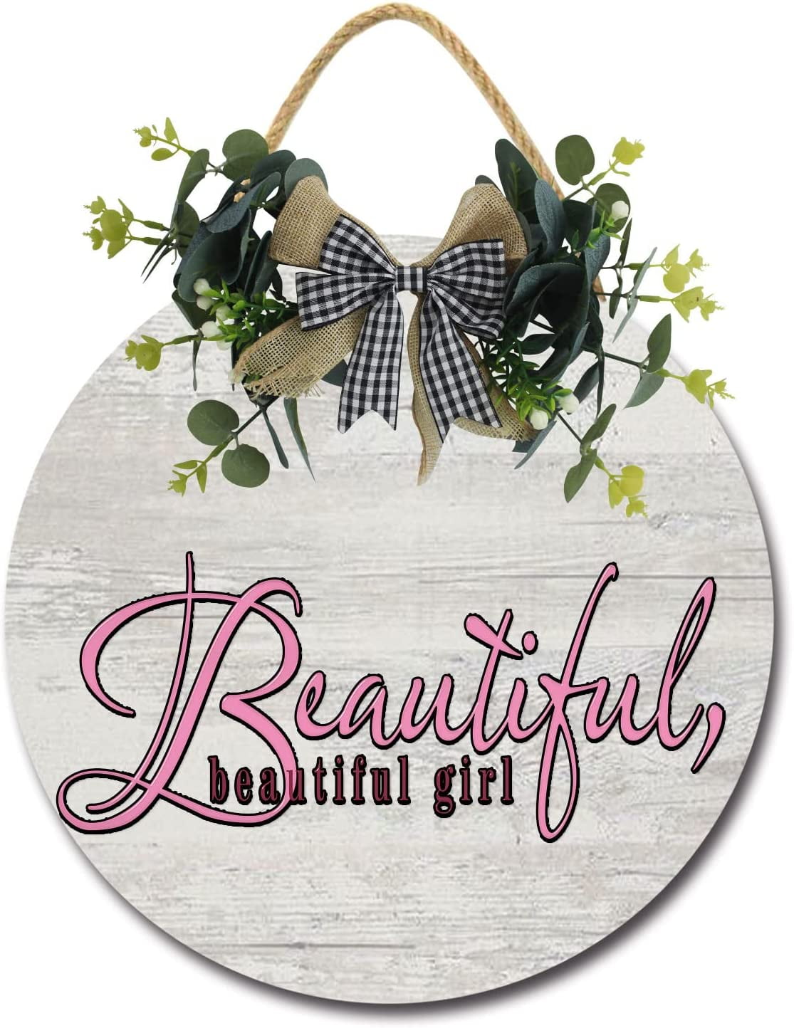 Eveokoki 12" Rustic Hanging Wooden Signs,Beautiful Baby Girl Family ...