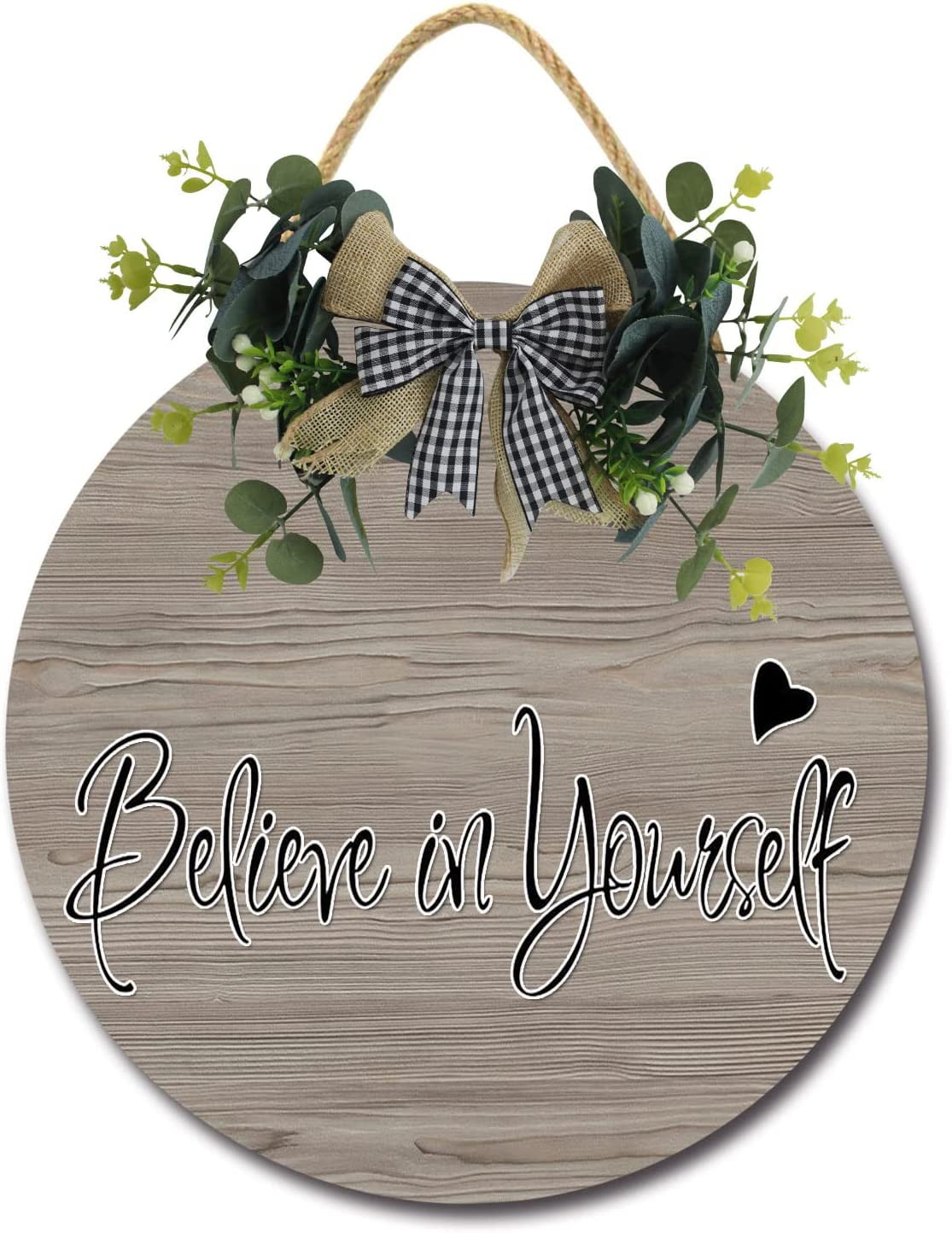 Eveokoki 12" Rustic Hanging Wooden Signs,Believe in Yourself Family ...