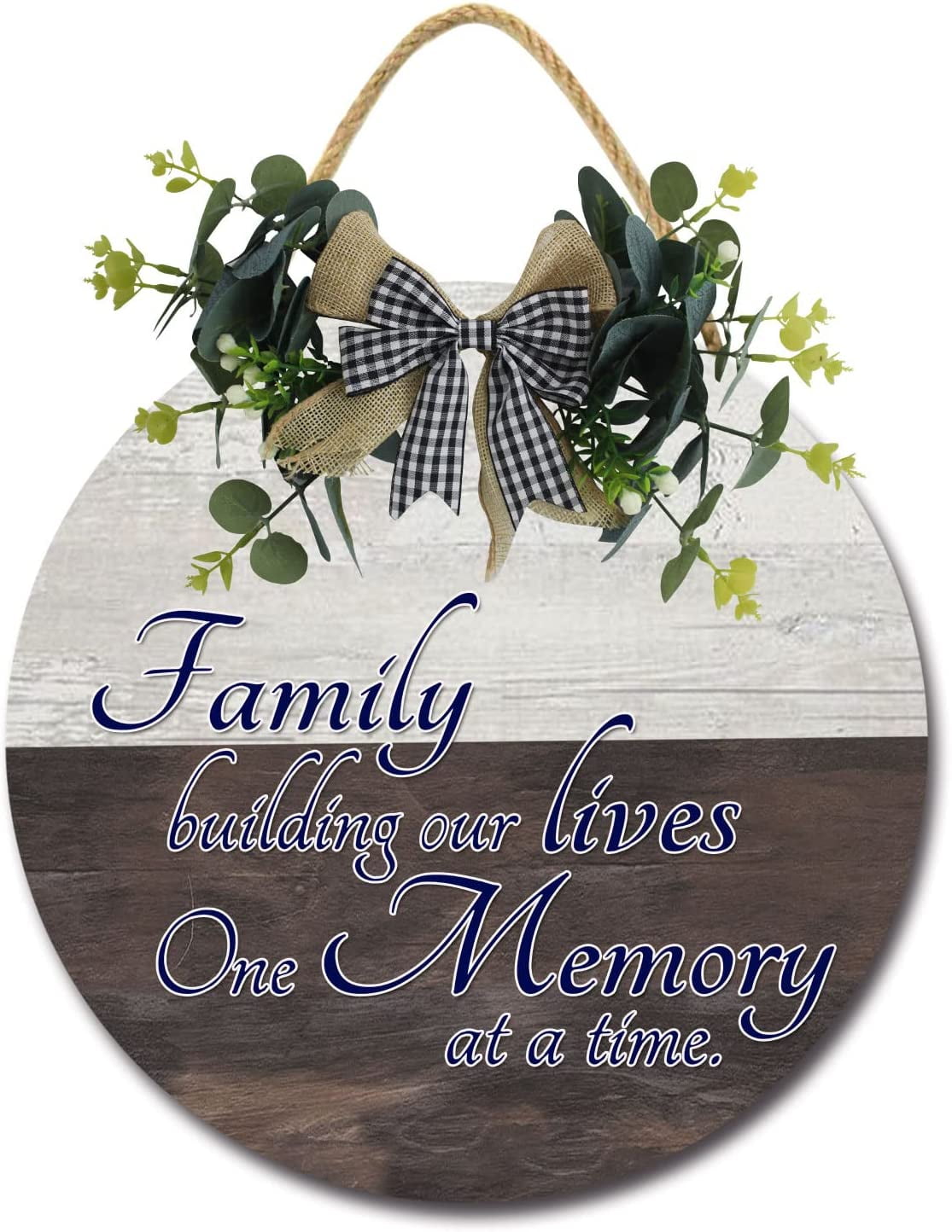 Eveokoki 12" Rustic Hanging Wooden Signs,Family Building Our Lives One ...