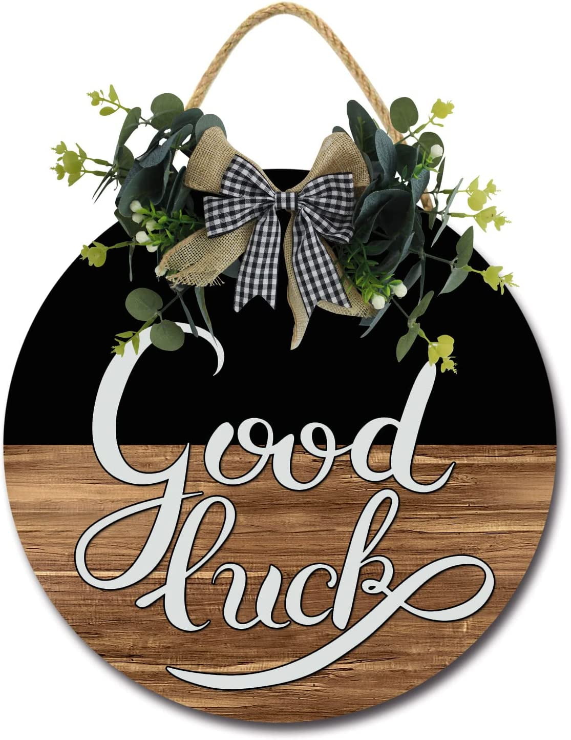 Eveokoki 12" Rustic Hanging Wooden Signs,Good Luck Family Sign Rustic ...