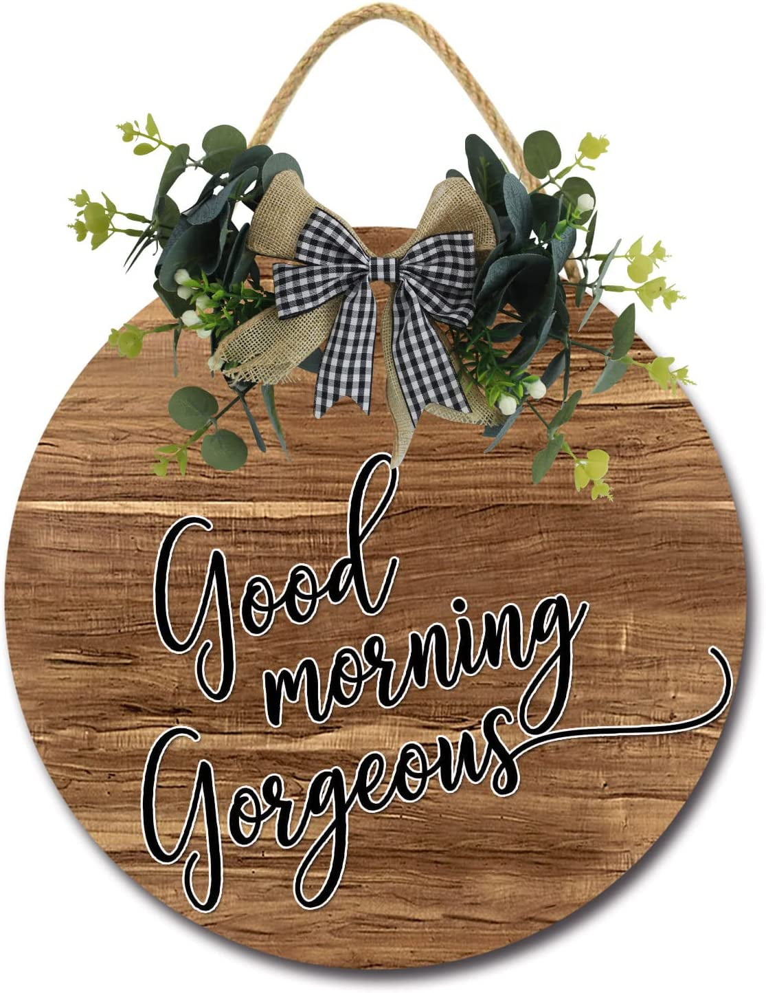 Eveokoki 12" Rustic Hanging Wooden Signs,Good Morning Gorgeous Family ...