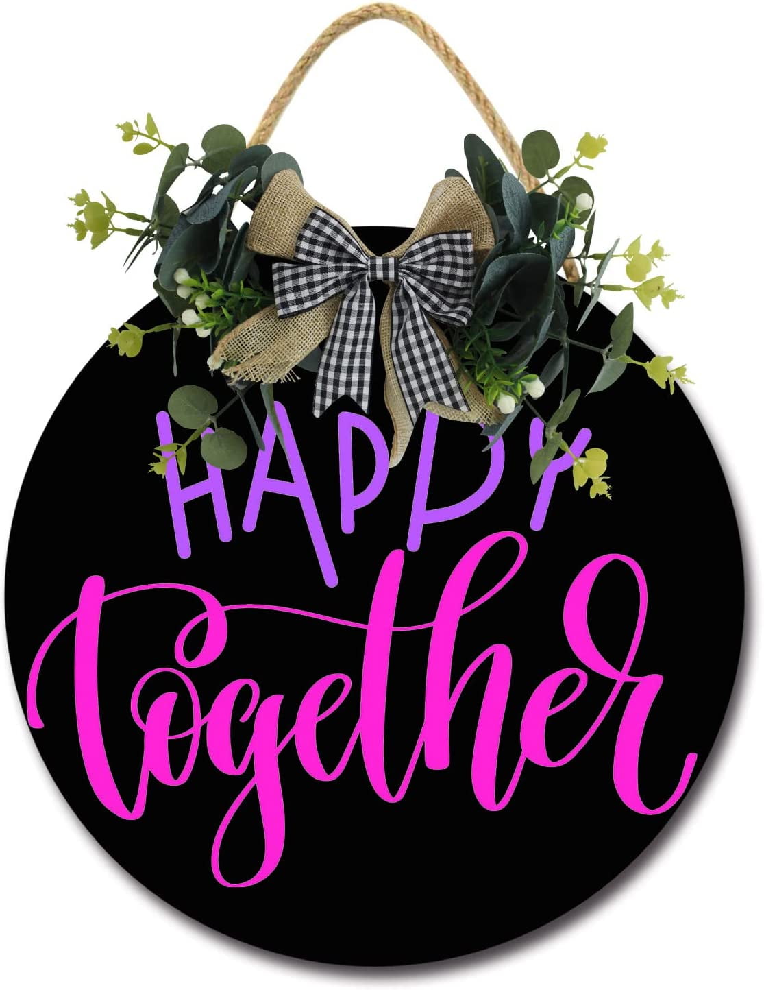 Eveokoki 12" Rustic Hanging Wooden Signs,Happy Together Family Sign ...