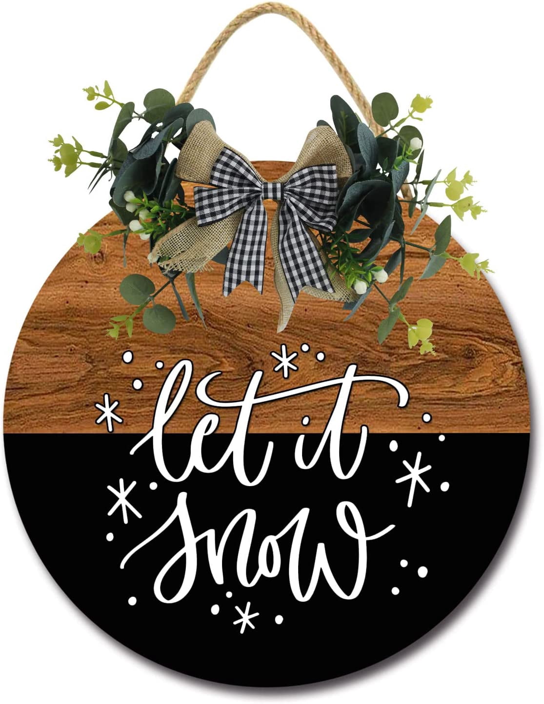 Eveokoki 12" Rustic Hanging Wooden Signs,Let It Snow Family Sign Rustic ...