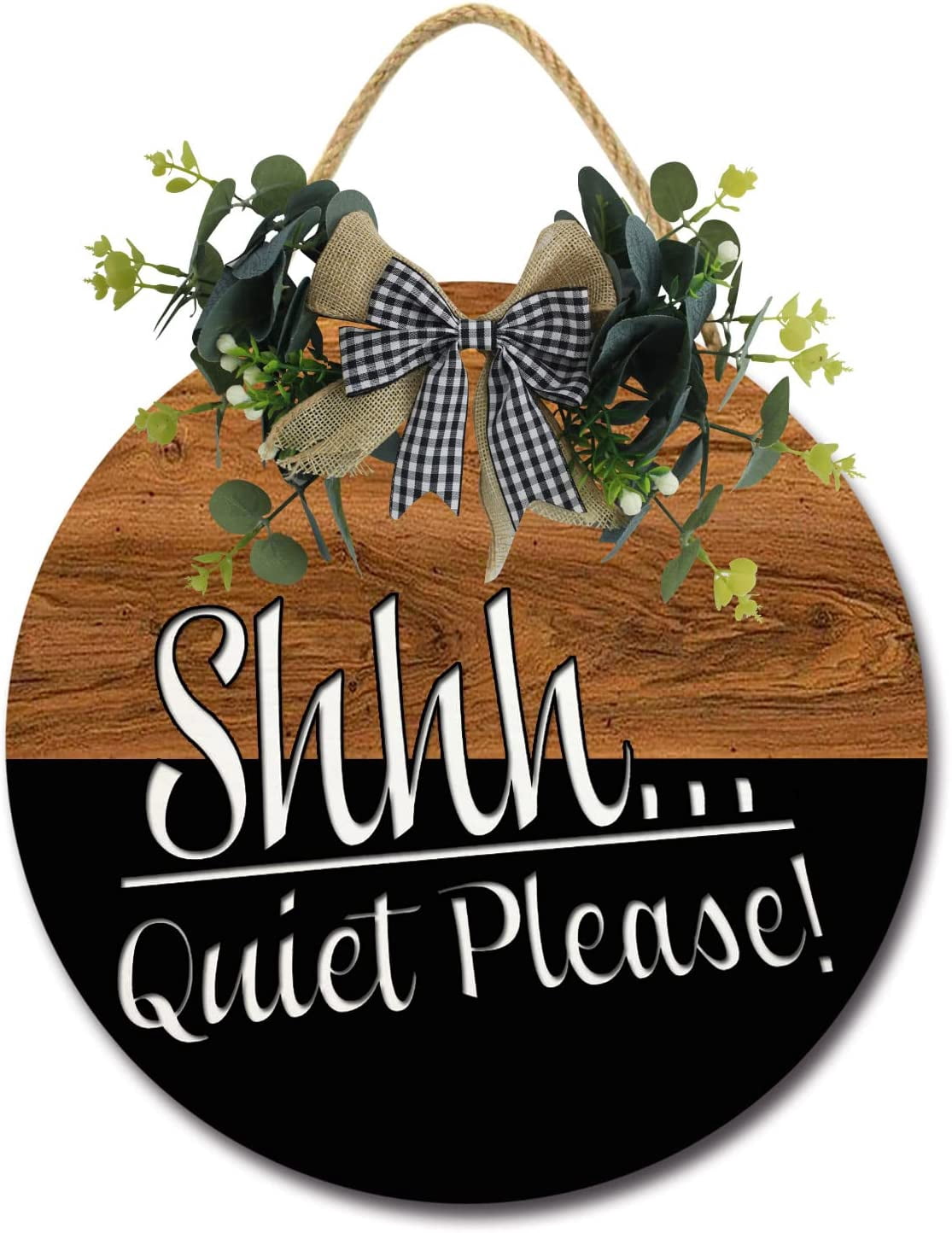 Eveokoki 12" Rustic Hanging Wooden Signs,Quiet Please Family Sign ...