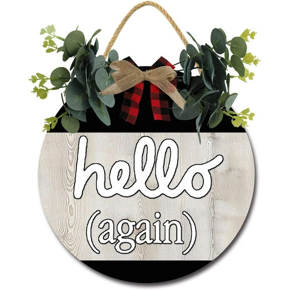 Eveokoki 11" Rustic Sign Hello 01 Sign Door Decor Wooden Front Door ...