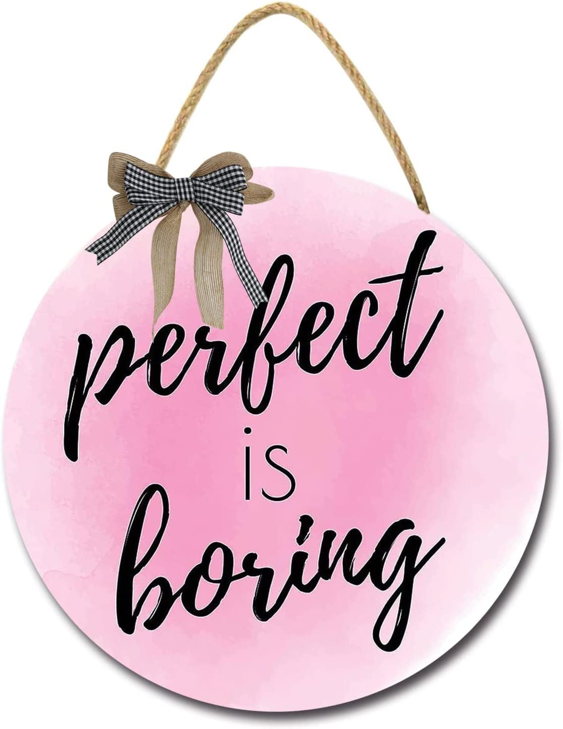 Eveokoki 12" Rustic Sign Perfect Is Boring Sign Door Decor Wooden Front ...