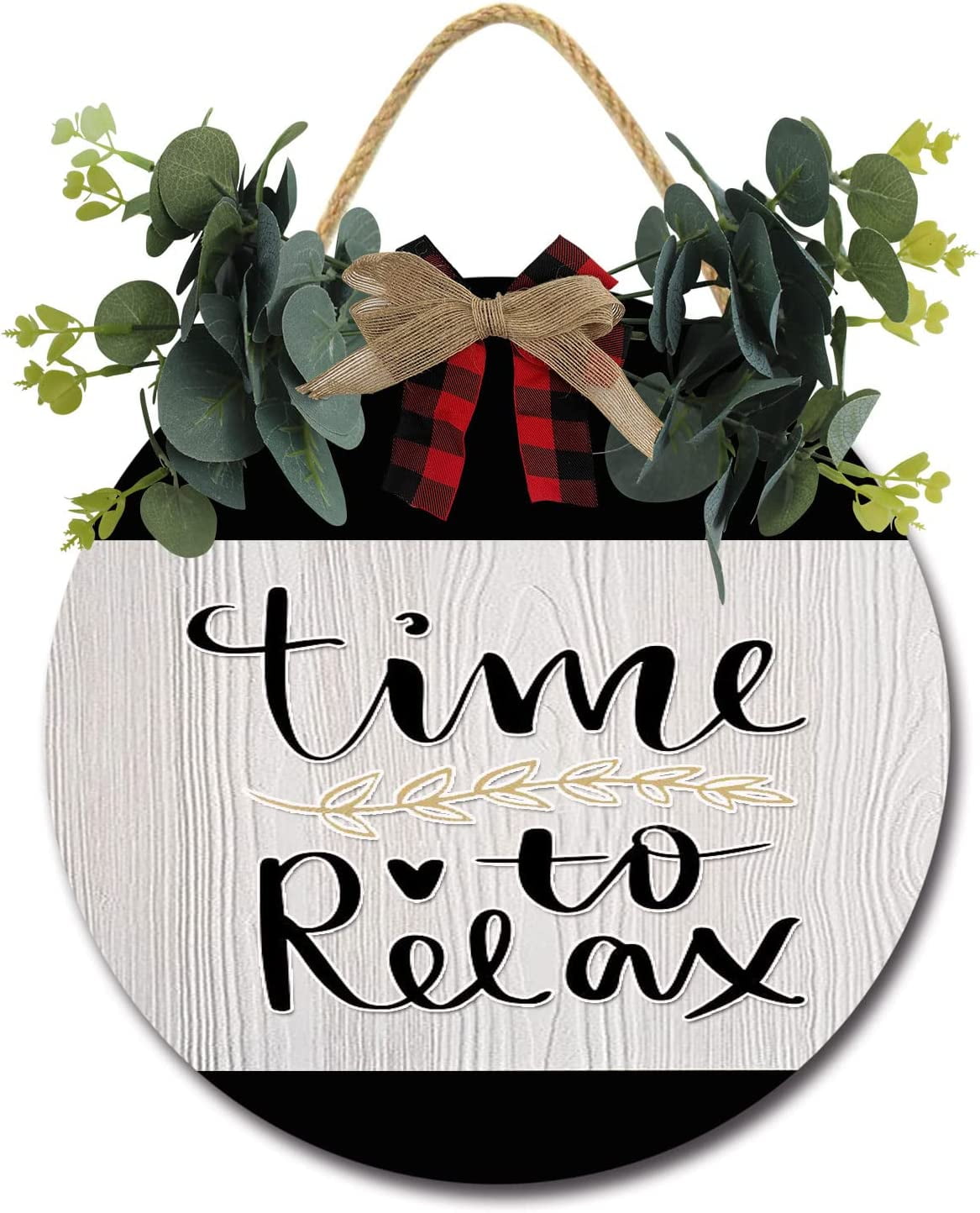 Eveokoki 12" Rustic Sign Time To Relax Sign Door Decor Wooden Front ...