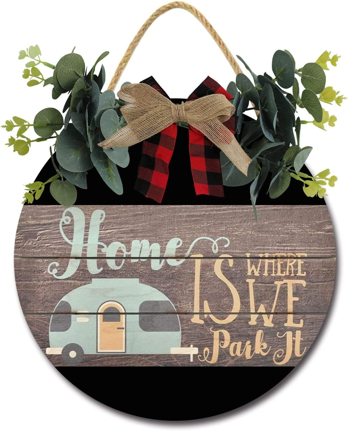 Eveokoki 12" Rustic Wooden Home Is Where We Park It Signs for Front ...