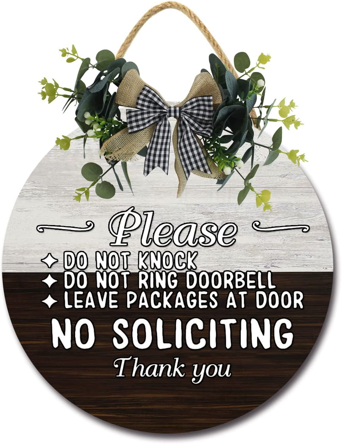 Eveokoki 12" Rustic Wooden No Soliciting Signs for Front Porch, Porch ...