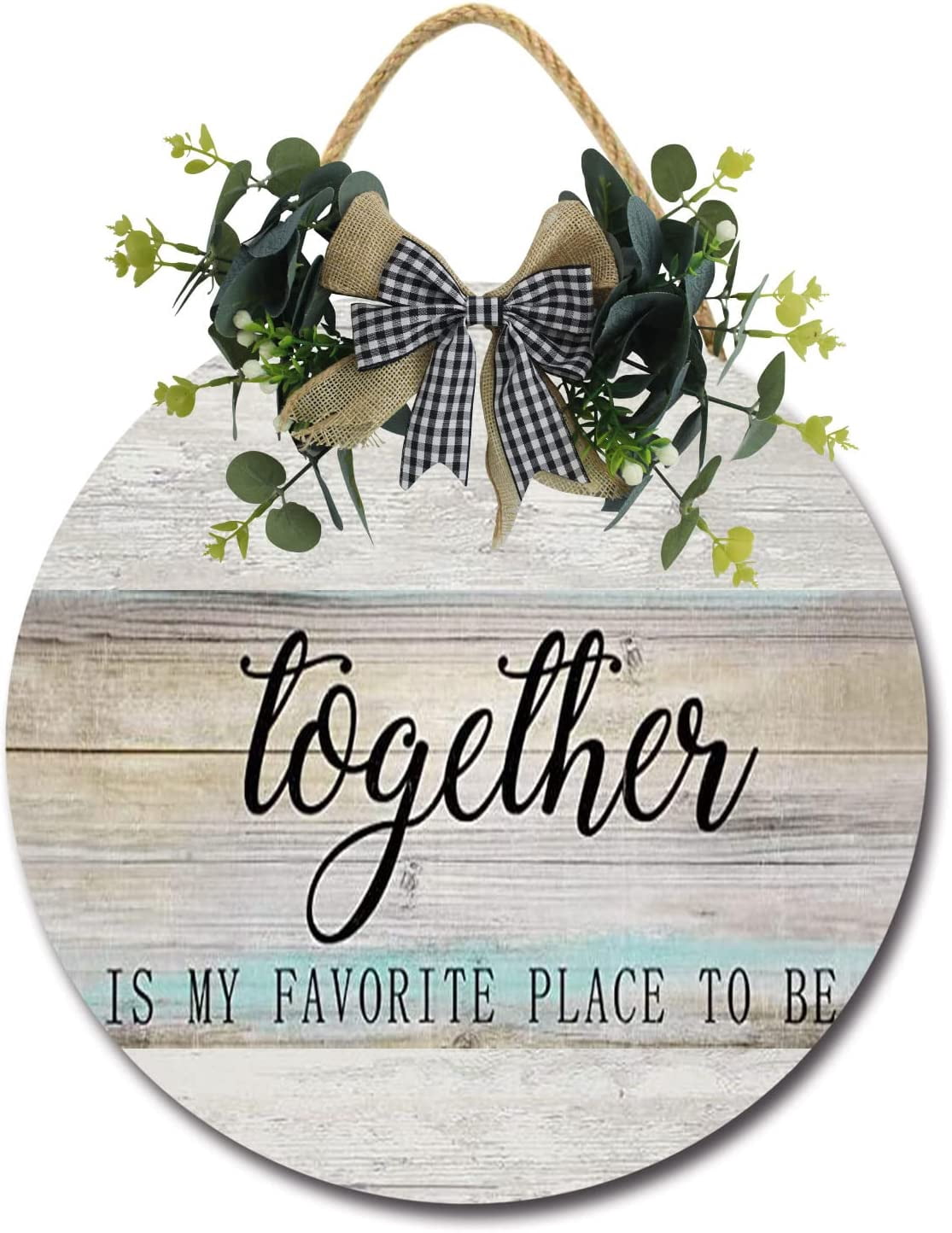 Eveokoki 12" Rustic Wooden Together Signs for Front Porch, Porch Decor ...