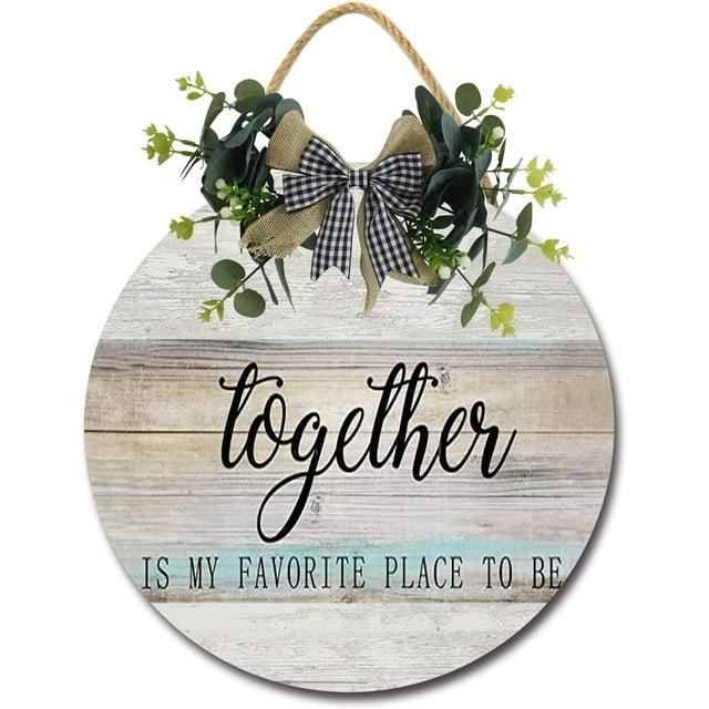 Eveokoki 12" Rustic Wooden Together Signs for Front Porch, Porch Decor ...
