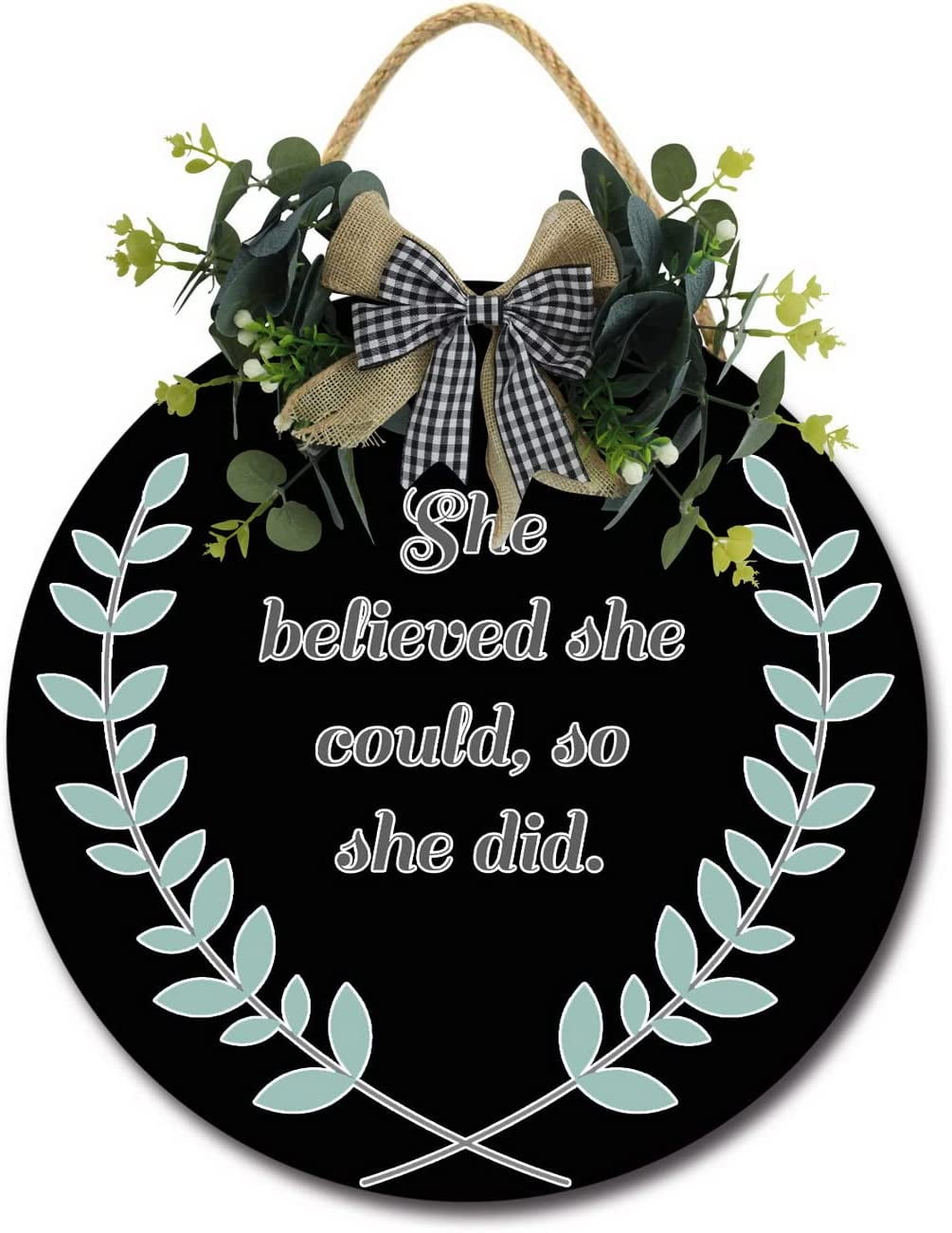 Eveokoki 12" She Believed She Could So She Did Sign Farmhouse Door ...