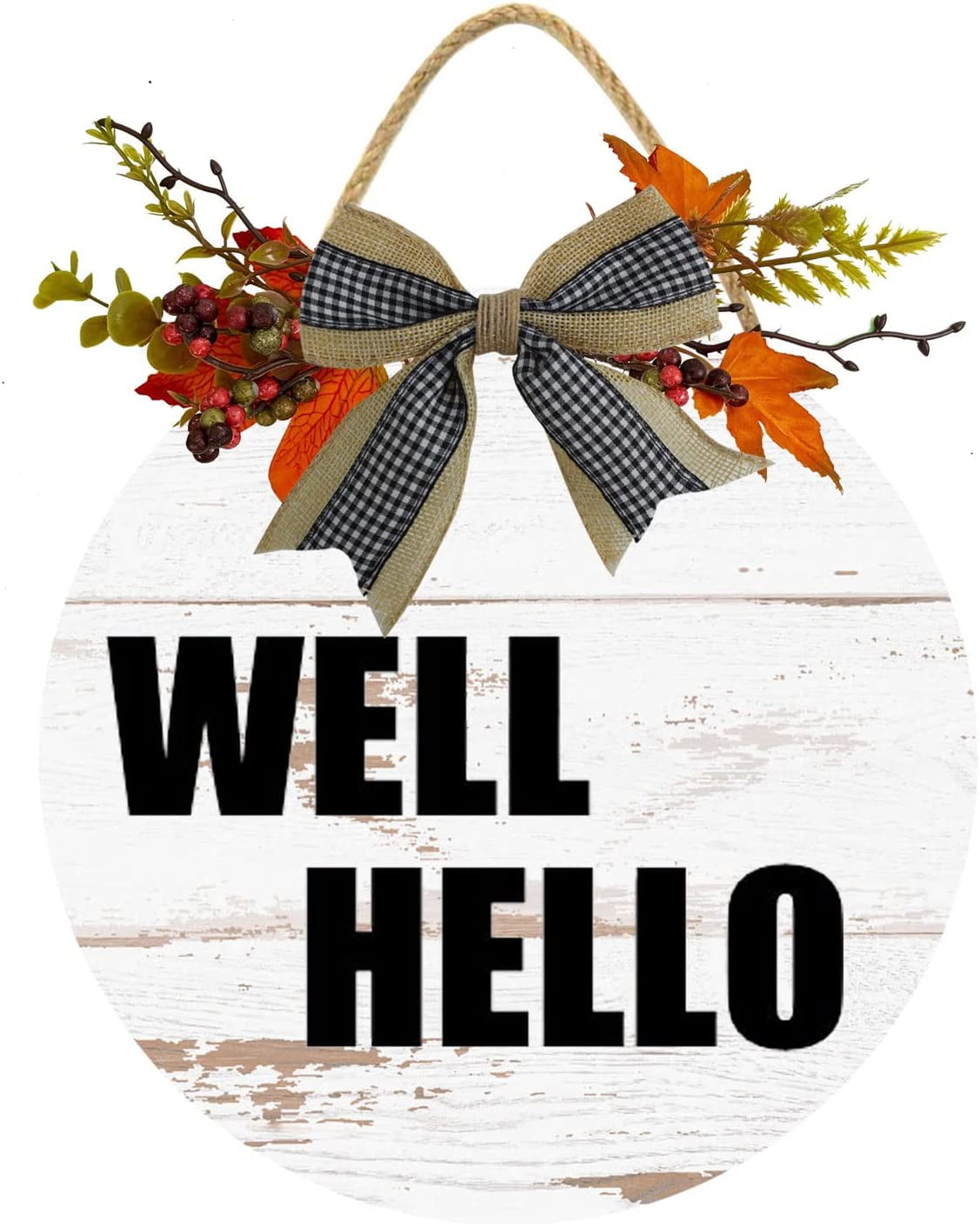 Eveokoki 12" Sign, Well Hello Sign,Rustic Wooden Door Sign,Farmhouse ...