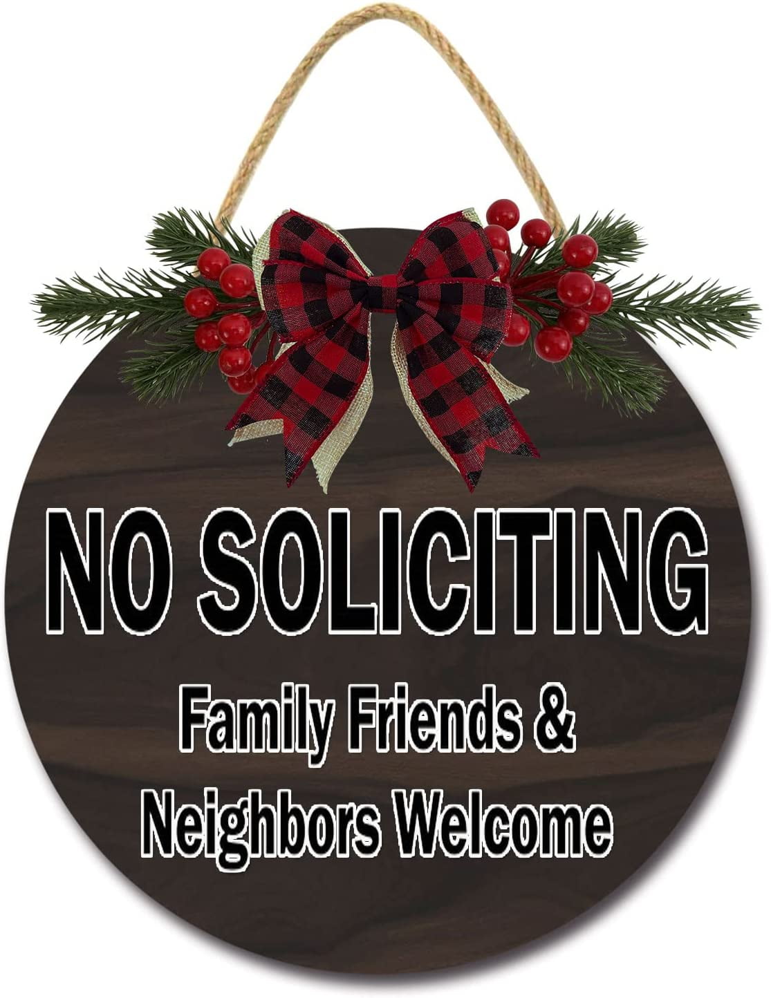 Eveokoki 12" No Soliciting Family Friends Neighbors Wreaths Decor Sign ...