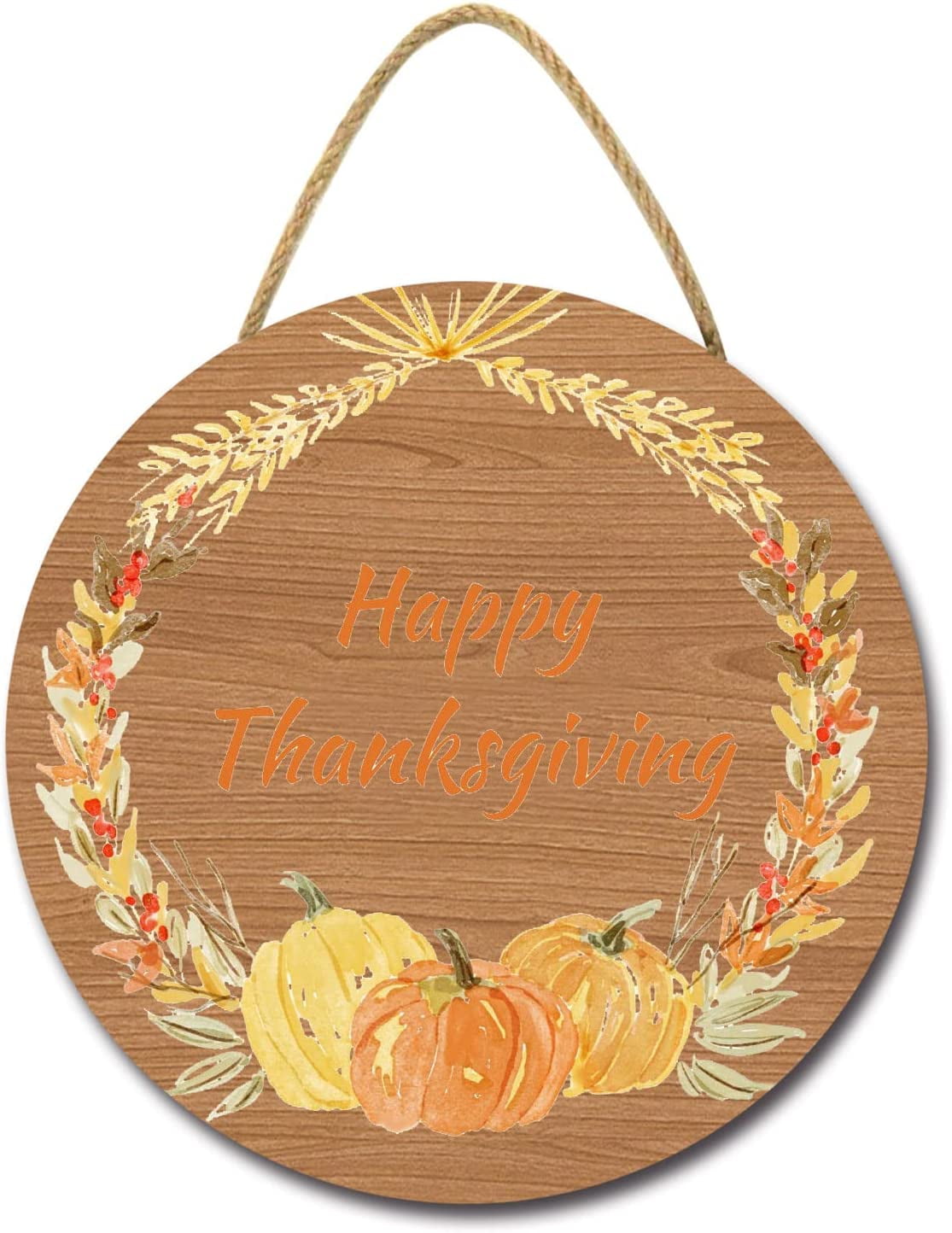 Eveokoki 12" Thanksgiving Wooden Hanging Plaque Sign Thanksgiving Door ...