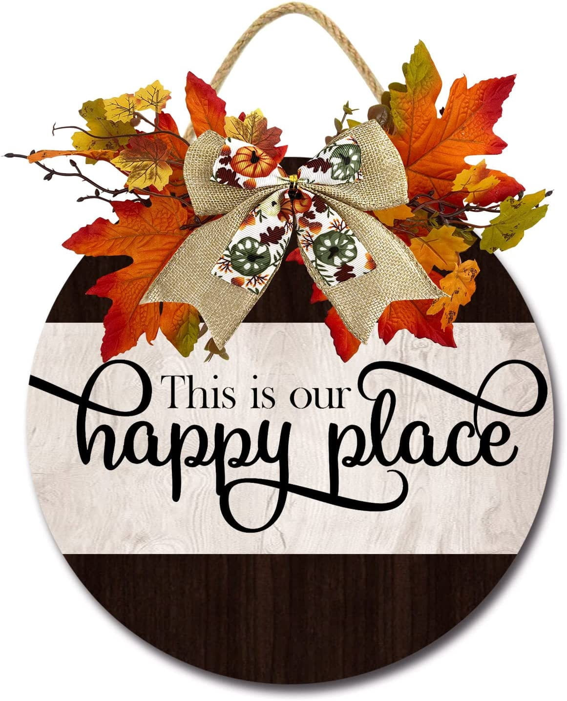Eveokoki 12" This is Our Happy Place Sign for Front Door Farmhouse ...