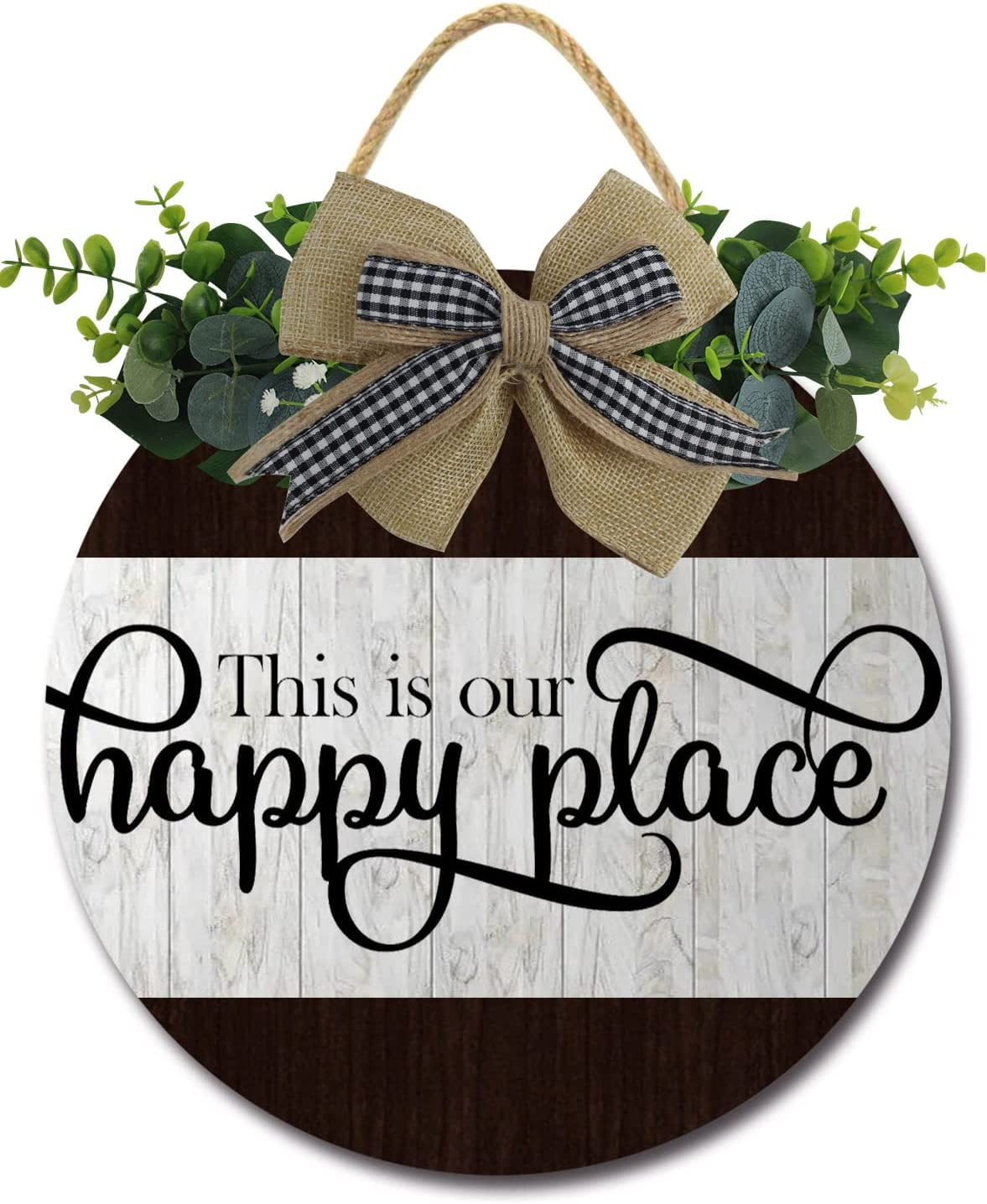 Eveokoki 12" This is Our Happy Place Signs for Front Door Farmhouse ...