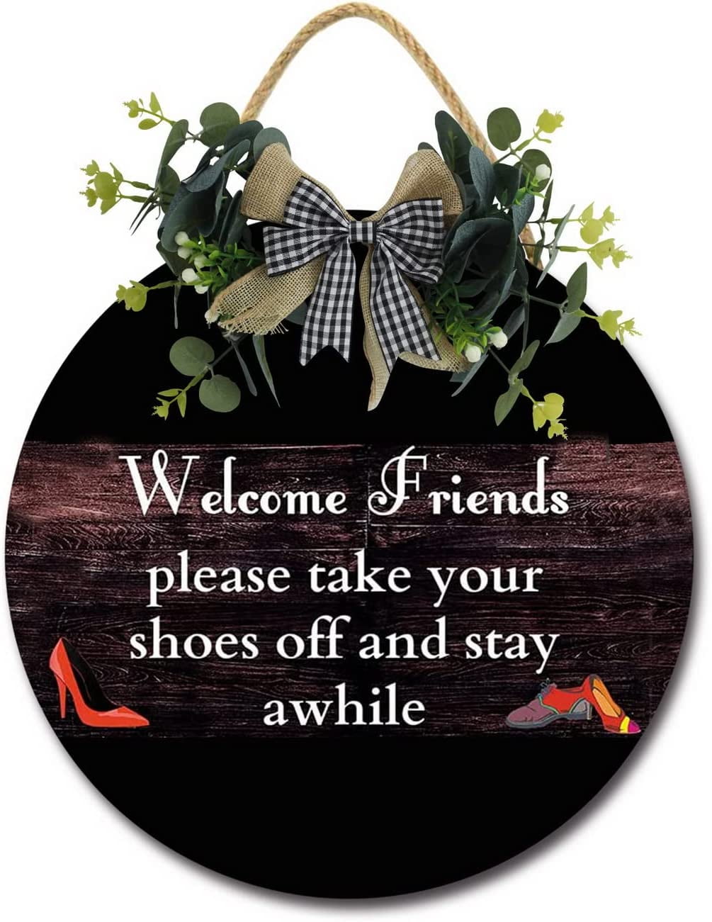 Eveokoki 12" Welcom Friends Please Take Off Your Shoes And Stay Awhile ...