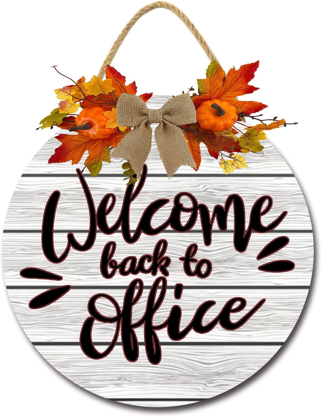 Eveokoki 12" Welcome Back To Office Front Door Sign Funny Wreaths ...