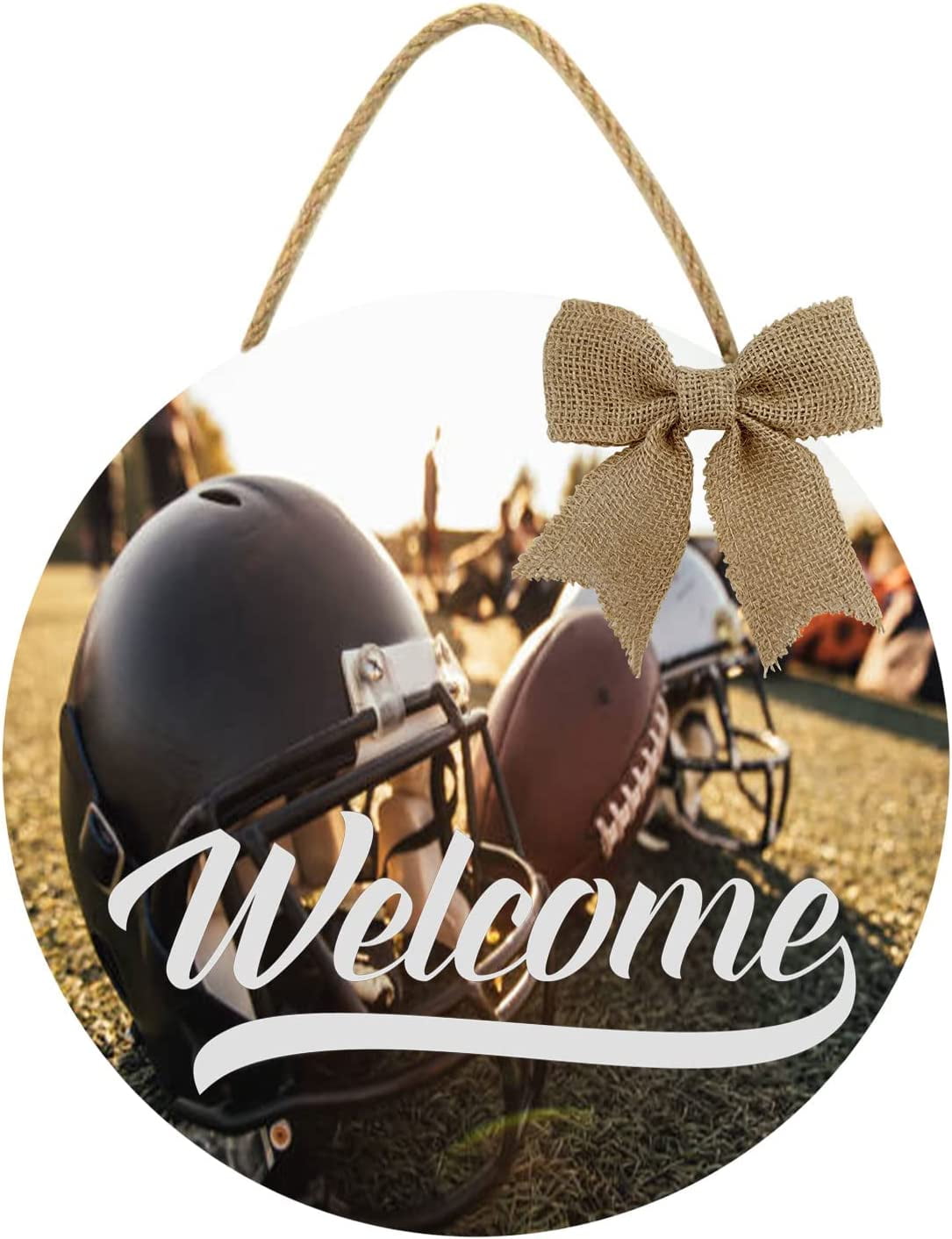 Eveokoki 12" Welcome Football Front Door Sign Funny Wreaths Hanging ...