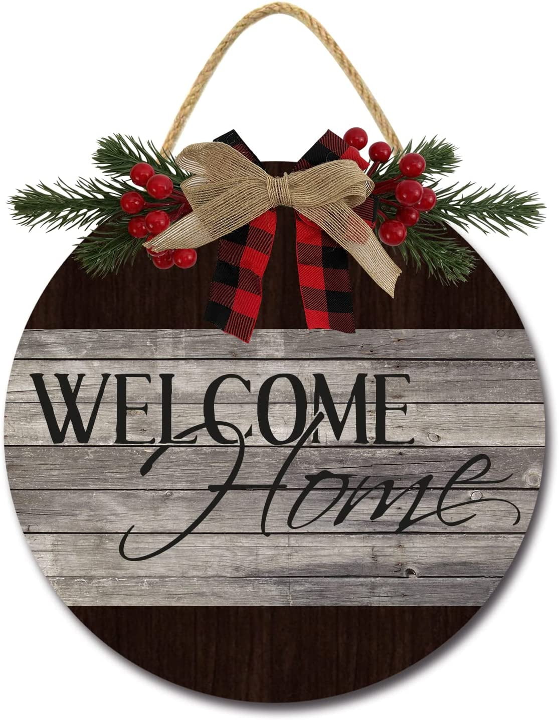 Eveokoki 12" Welcome Home for Front Door Farmhouse Porch ,Rustic Round ...