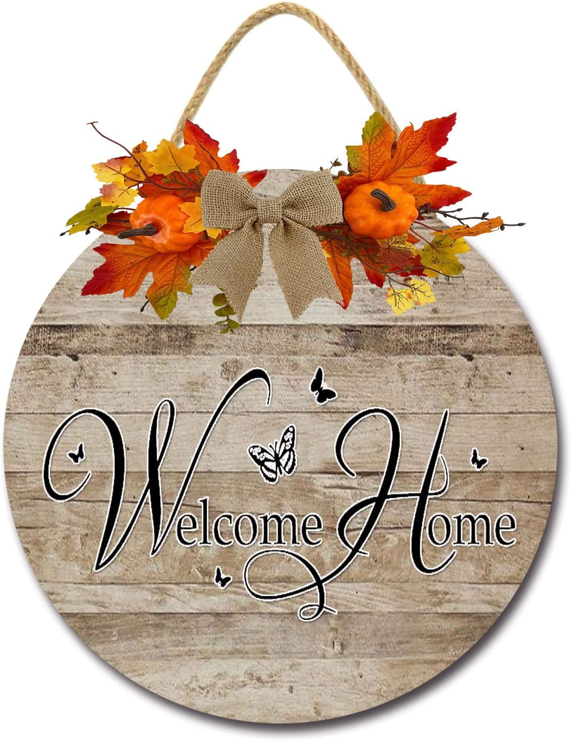 Eveokoki 12" Welcome Home Front Door Sign Funny Wreaths Hanging Wooden ...
