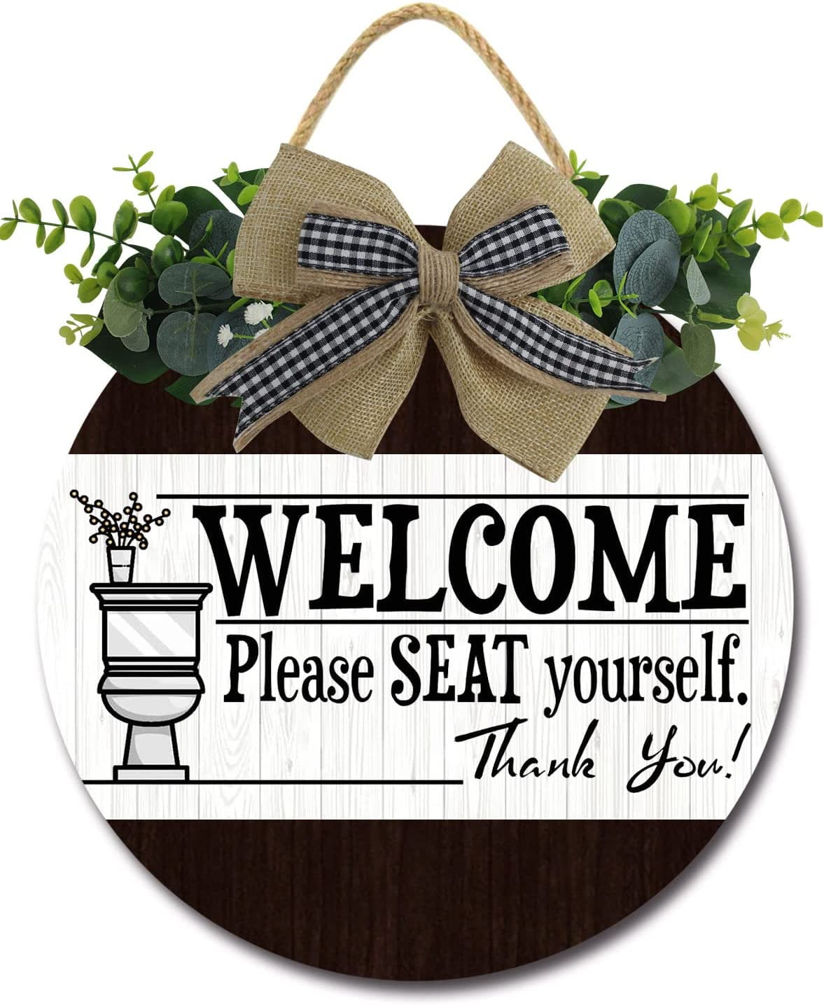 Eveokoki 12" Welcome Please Seat Yourself Thank You Restroom Signs for ...