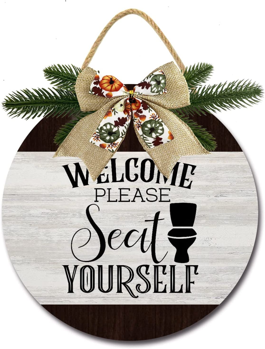 Eveokoki 12" Welcome Please Seat Yourself Signs for Bathroom Front Door ...
