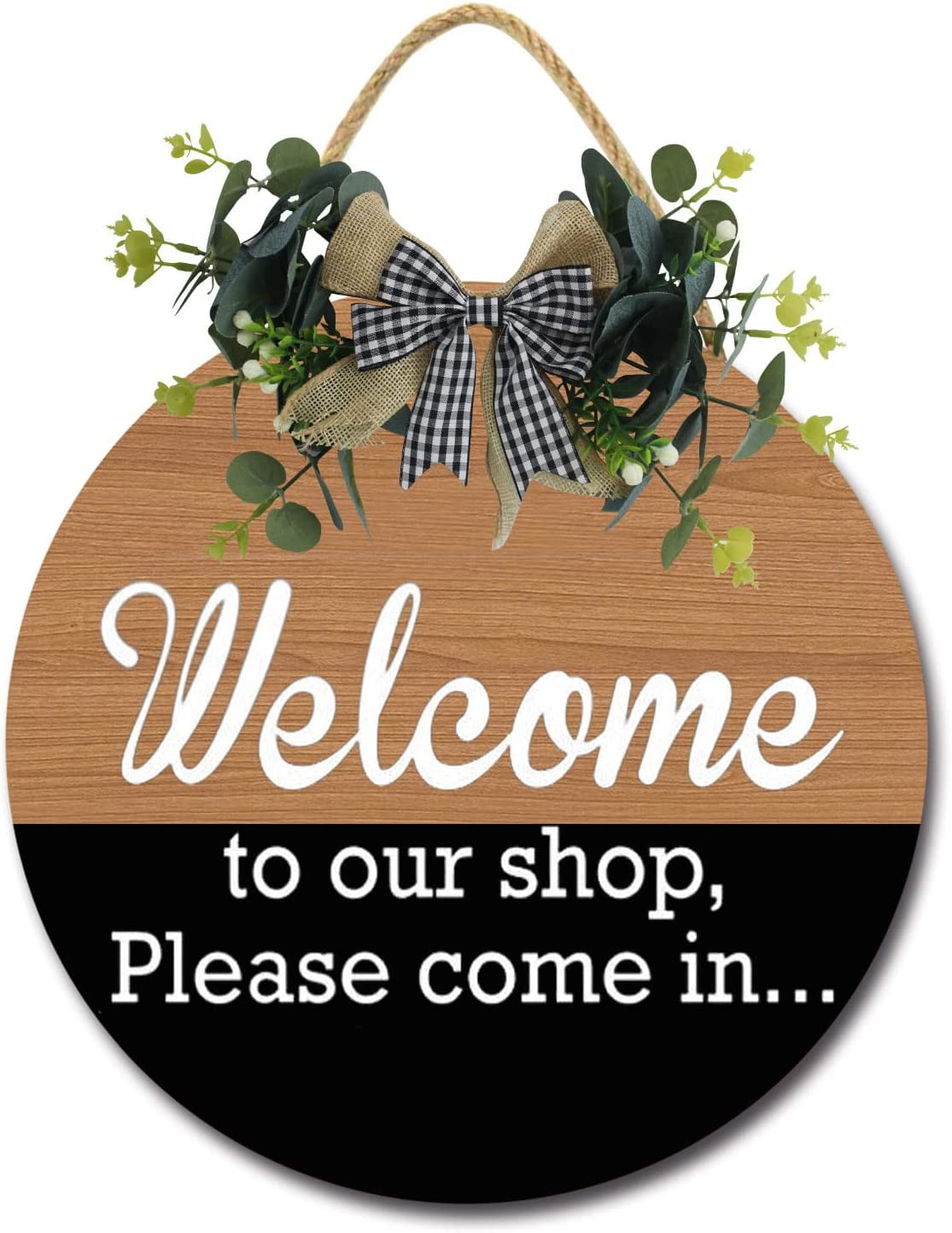 Eveokoki 12" Welcome Our Shop Door Sign Plaque,Welcome Wall Hanging ...