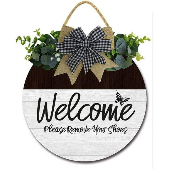 Eveokoki 11" Welcome Sign for Front Door Porch Standing Farmhouse,Round ...