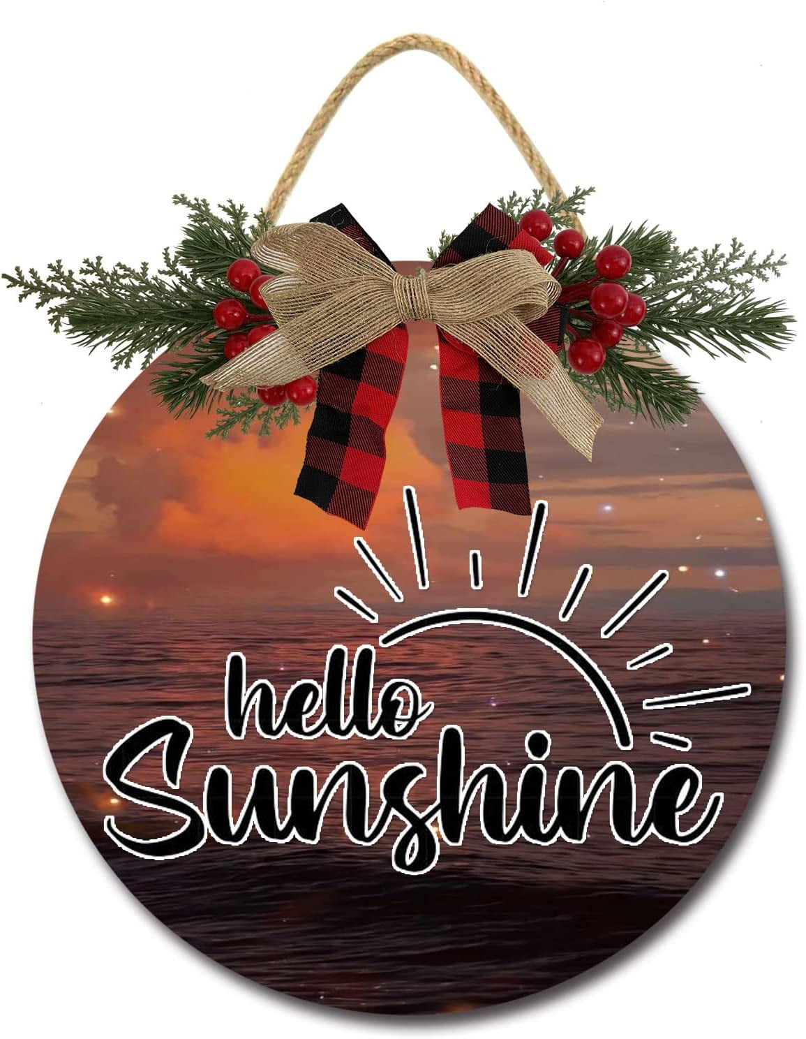 Eveokoki 12" Welcome Sign for Front Door Porchch, Rustic Wooden Hello ...