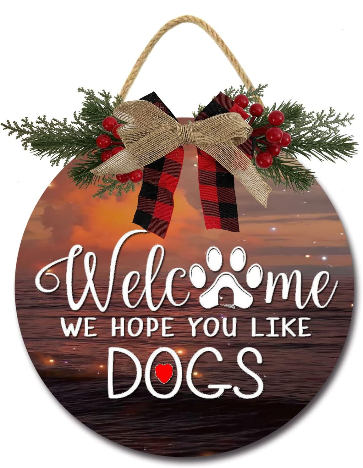 Eveokoki 12" Welcome Sign for Welcome We Hope You Like Dogs Sign Porch ...