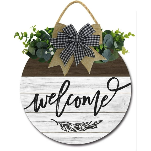 Eveokoki 11" Welcome Sign Stand Front Door Porch Farmhouse ,Round ...