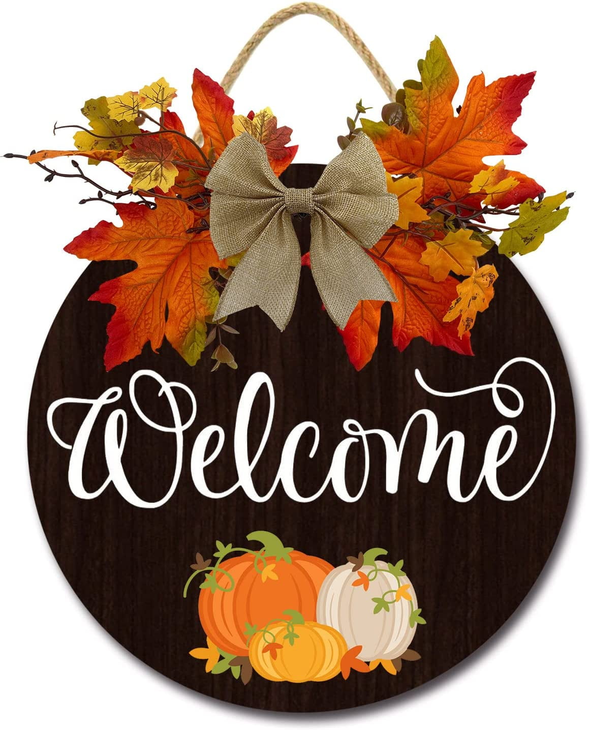 Eveokoki 12" Welcome Signs for Front Door Farmhouse Porch Rustic Round ...