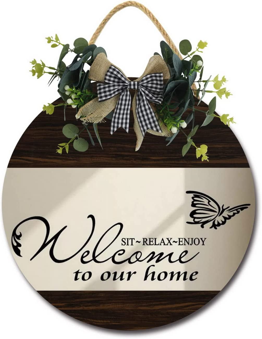 Eveokoki 12" Welcome To Our Home Sit Relax Enjoy Butterfly Sign ...