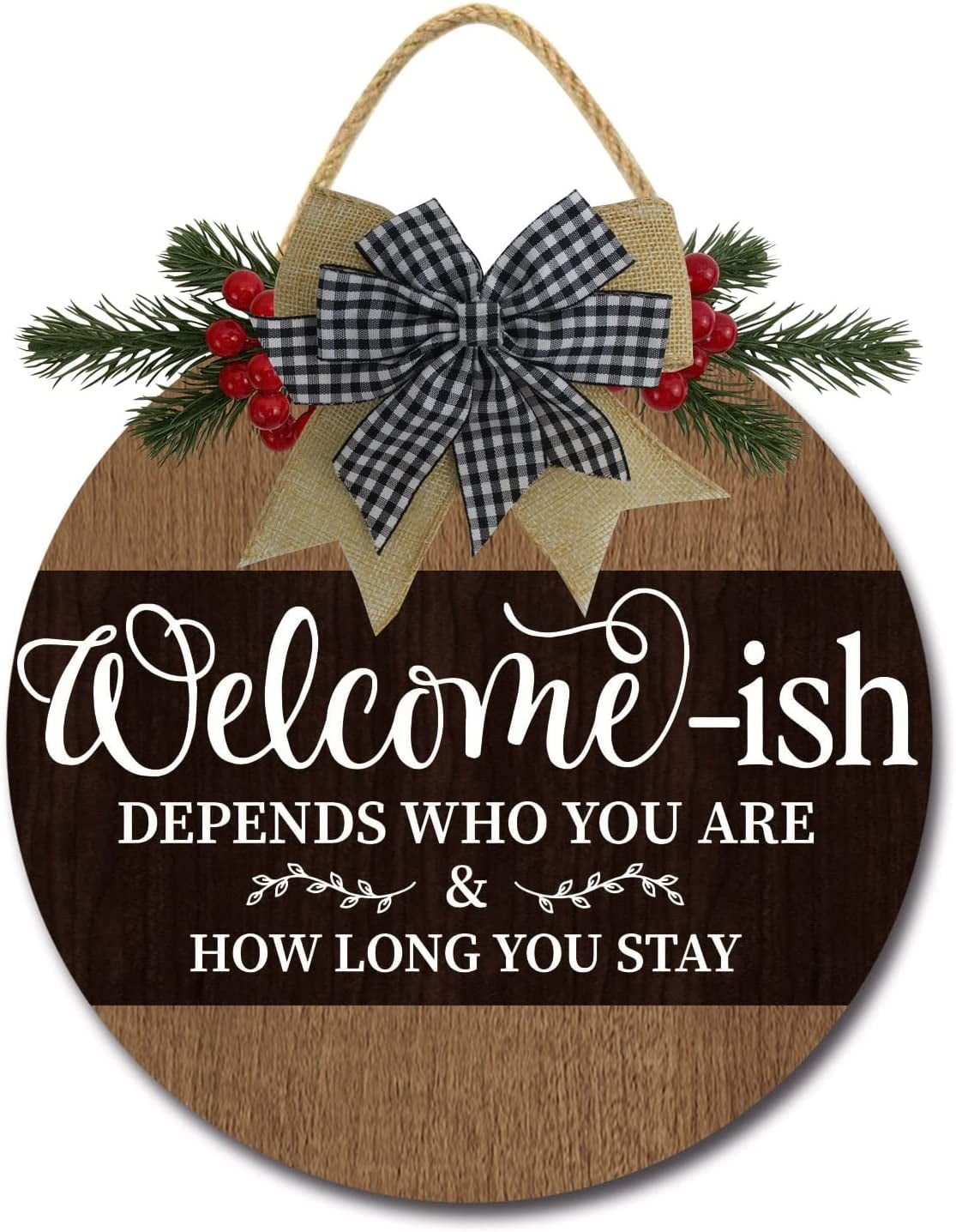 Eveokoki 12" Welcome-ish Sign for Front Door Farmhouse Porch ,Rustic ...