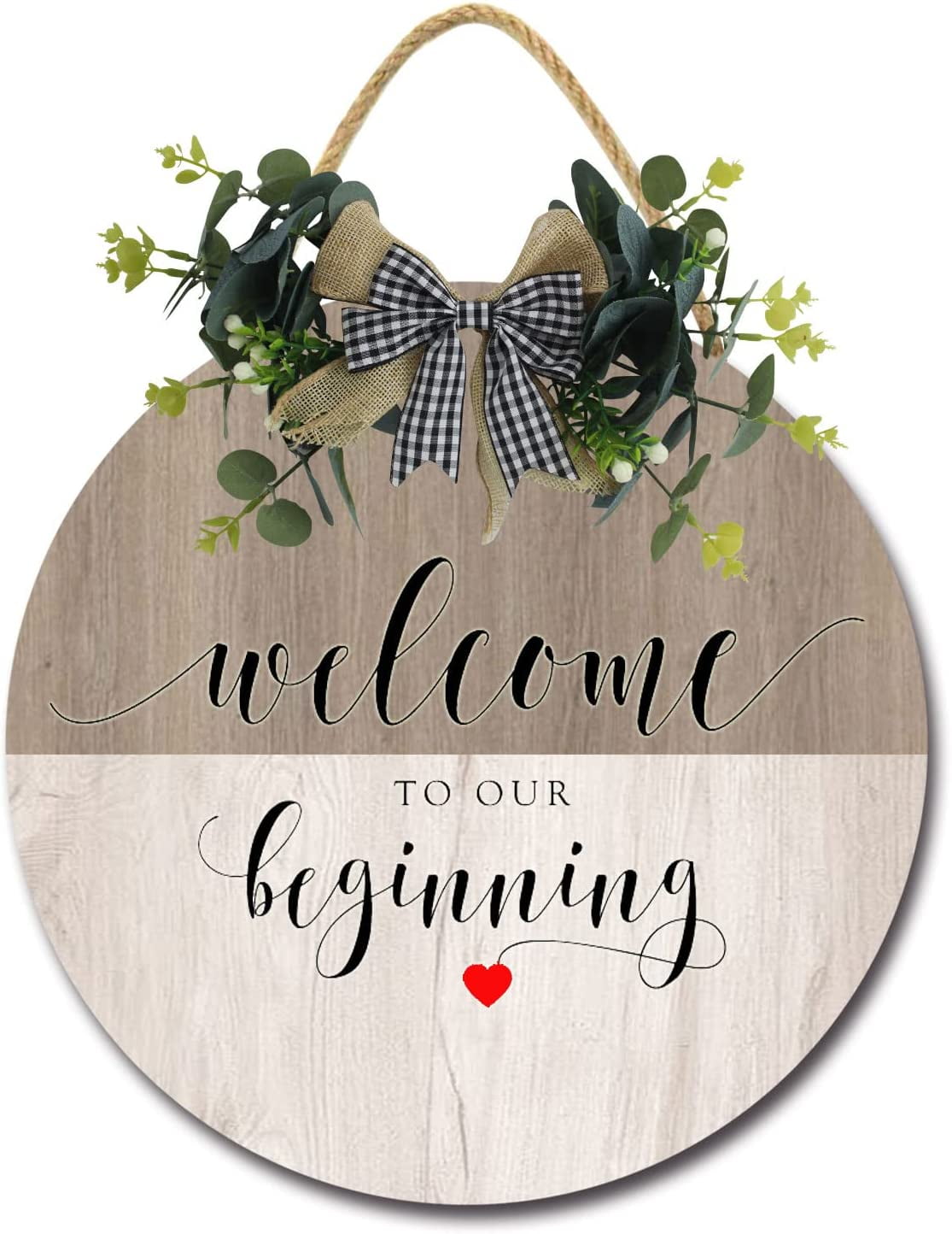 Eveokoki 12" Wood Plaque Welcome to Our Beginning Sign Rustic Welcome ...