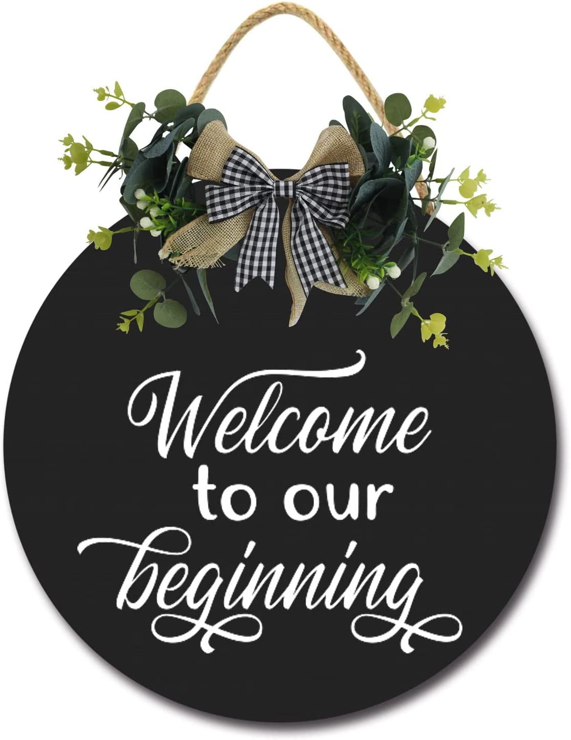Eveokoki 12" Wood Plaque Welcome to Our Beginning Sign Rustic Welcome ...