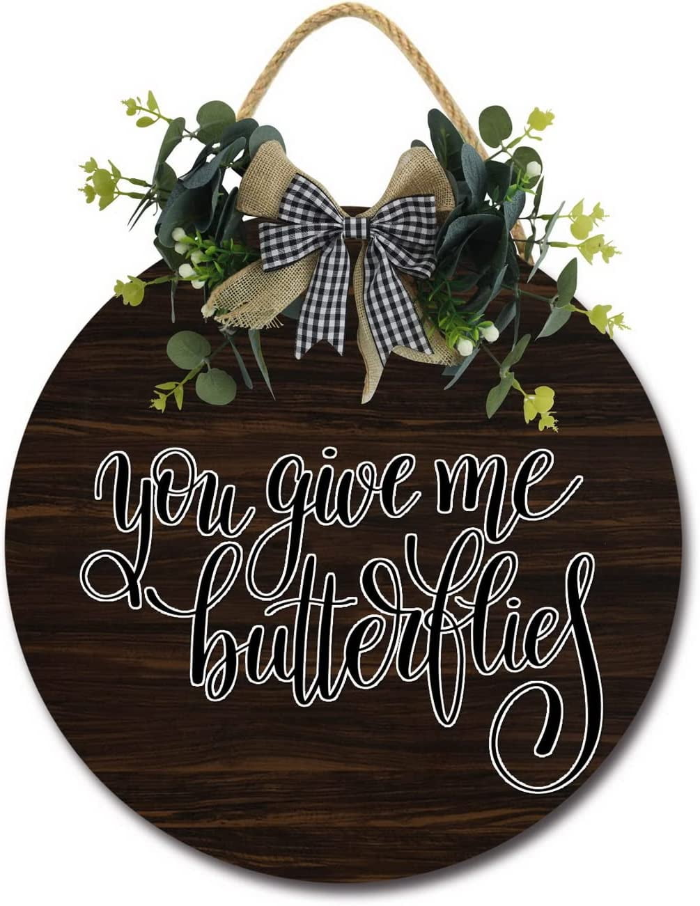 Eveokoki 12" You Give Me Butterflies Sign Farmhouse Door Signs for ...