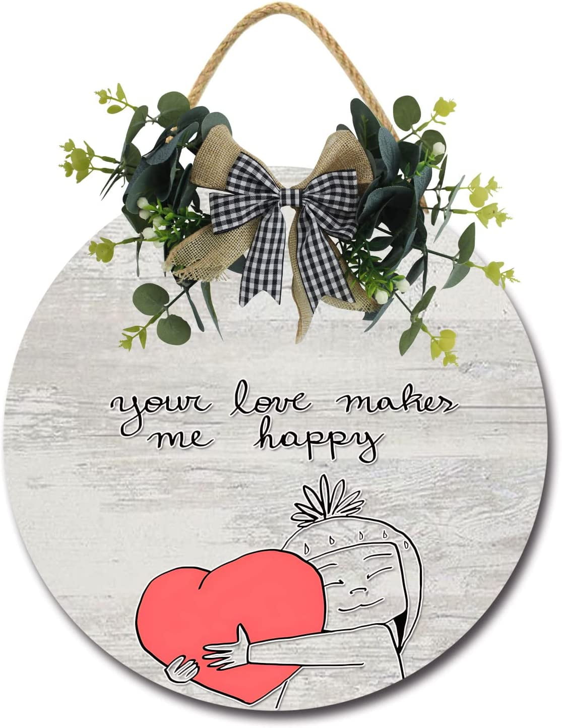 Eveokoki 12" Your Love Make Me Happy Wood Sign Welcome Front Door Spa ...