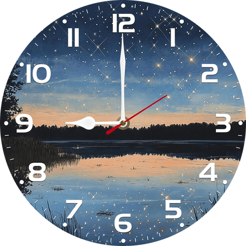 Eveokoki 12 inch Vintage Wood Calm Lake Wall Clocks Silent Creative ...