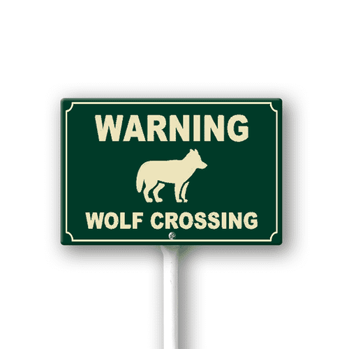 Eveokoki (12X8) IN Warning Wolf Crossing Yard Sign With Stake Caution ...
